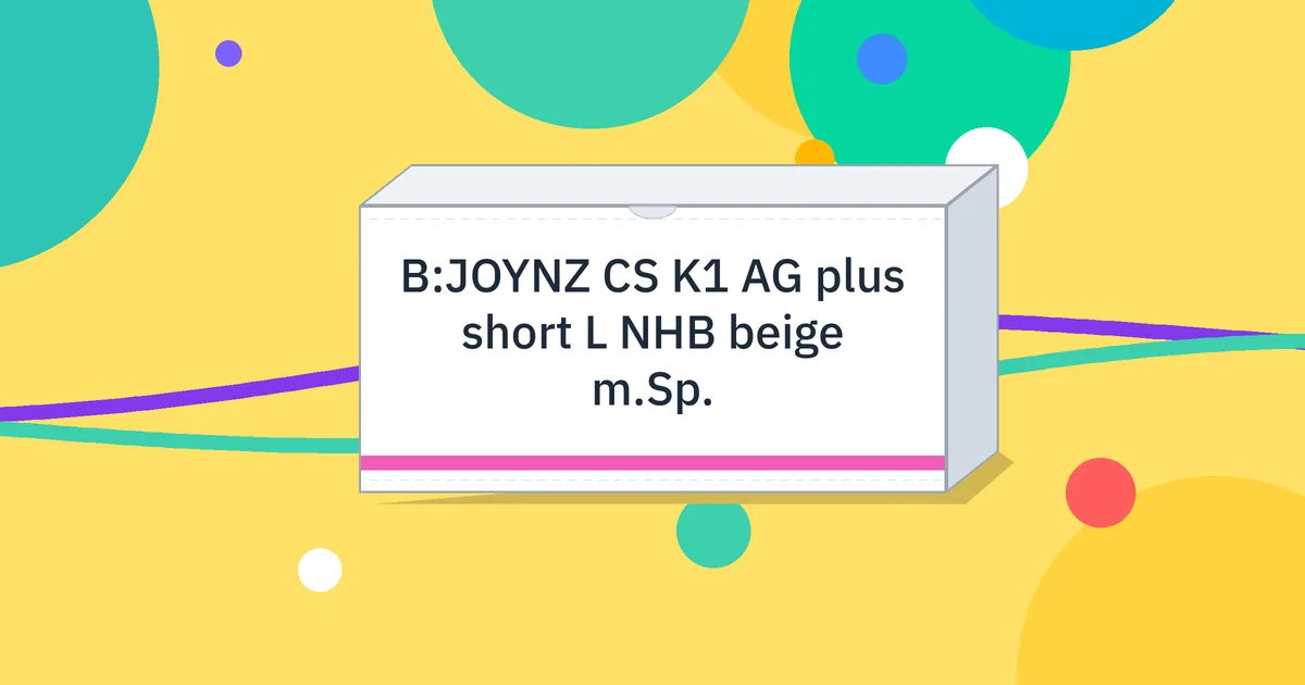 Symbolbild: Packung mit der Aufschrift B:JOYNZ CS K1 AG plus short L NHB beige m.Sp. (PZN 20530711) – Verfügbarkeit und Bezug in Apotheken in Frankfurt am Main