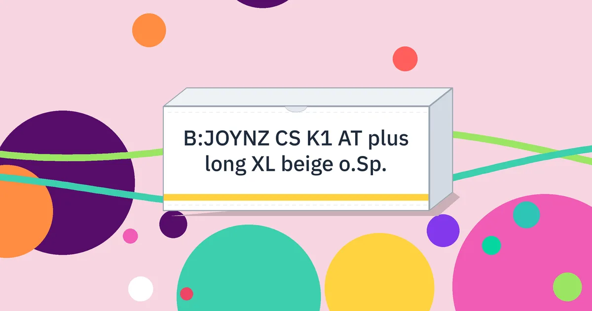 Symbolbild: Packung mit der Aufschrift B:JOYNZ CS K1 AT plus long XL beige o.Sp. (PZN 20537624) – Verfügbarkeit und Bezug in Apotheken in Frankfurt am Main
