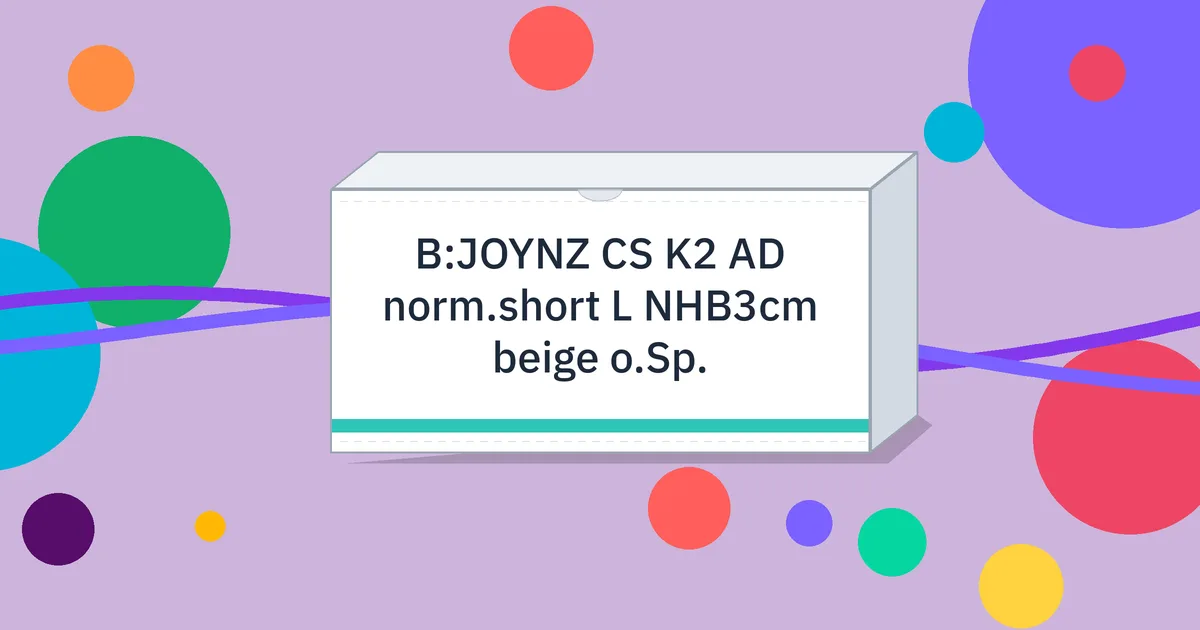 Symbolbild: Packung mit der Aufschrift B:JOYNZ CS K2 AD norm.short L NHB3cm beige o.Sp. (PZN 20530295) – Verfügbarkeit und Bezug in Apotheken in Frankfurt am Main