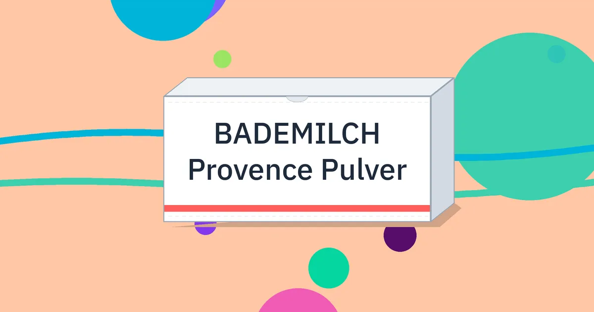 Symbolbild: Packung mit der Aufschrift BADEMILCH Provence Pulver (PZN 09253837) – Verfügbarkeit und Bezug in Apotheken in Frankfurt am Main