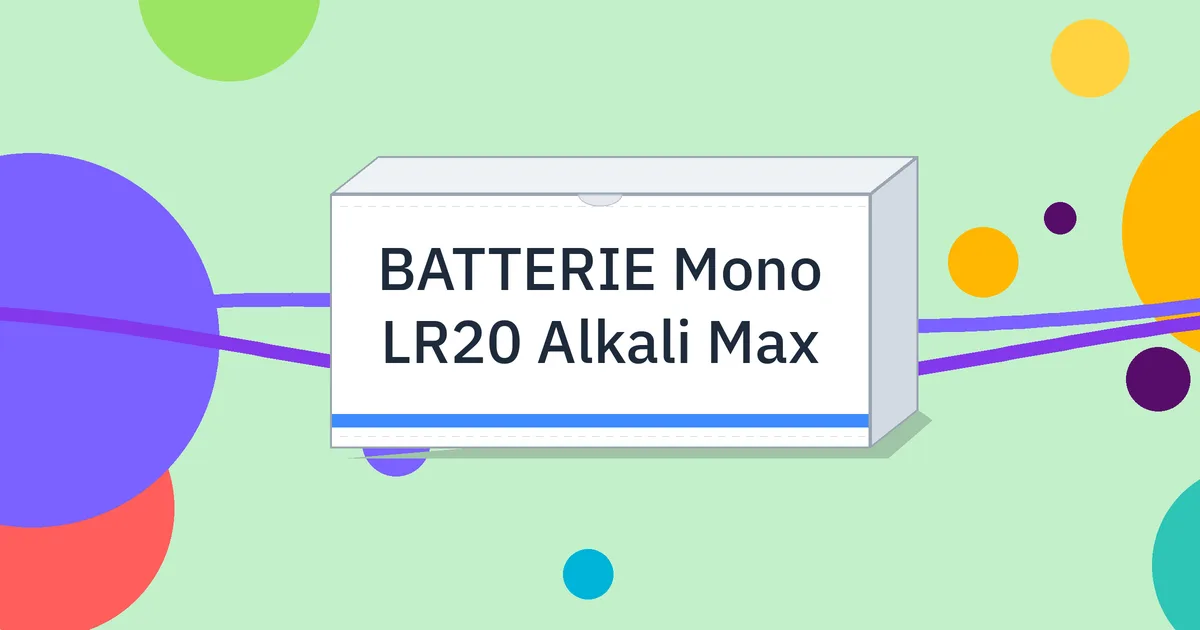 Symbolbild: Packung mit der Aufschrift BATTERIE Mono LR20 Alkali Max (PZN 20582004) – Verfügbarkeit und Bezug in Apotheken in Frankfurt am Main