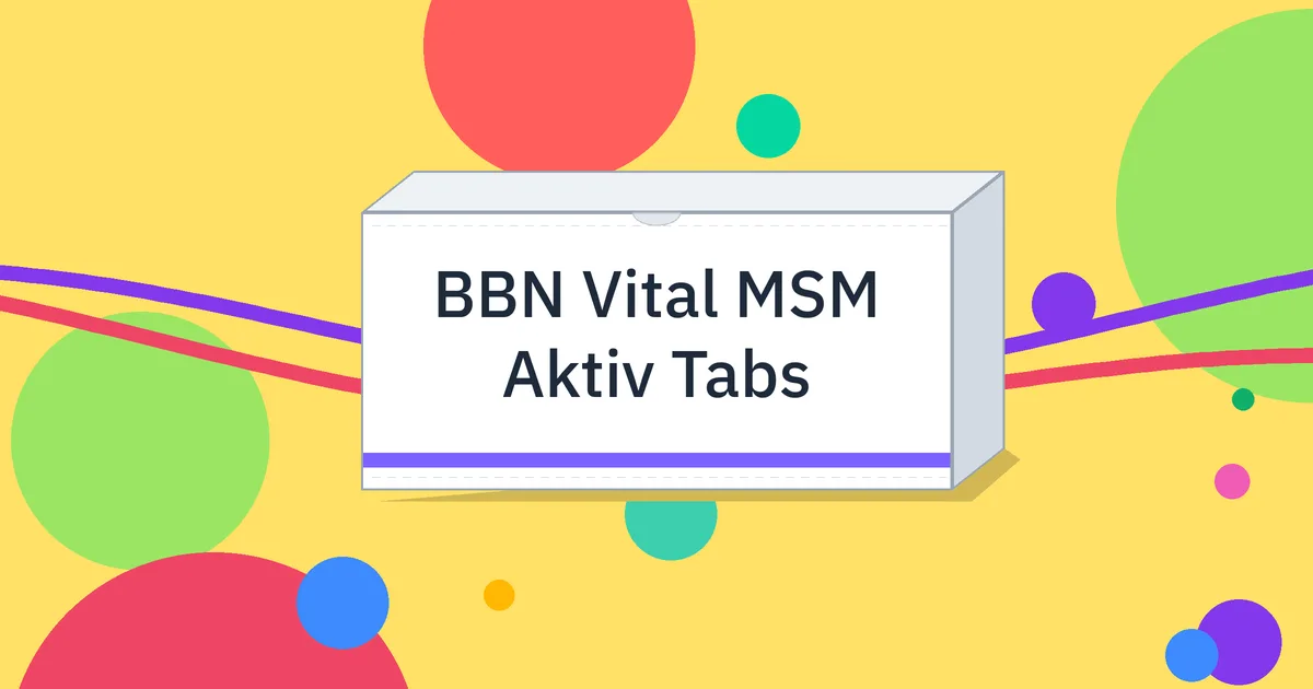 Symbolbild: Packung mit der Aufschrift BBN Vital MSM Aktiv Tabs (PZN 11164590) – Verfügbarkeit und Bezug in Apotheken in Frankfurt am Main