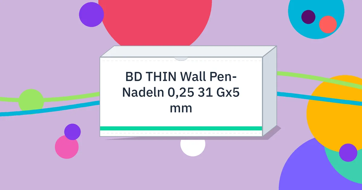 Symbolbild: Packung mit der Aufschrift BD THIN Wall Pen-Nadeln 0,25 31 Gx5 mm (PZN 14280049) – Verfügbarkeit und Bezug in Apotheken in Frankfurt am Main