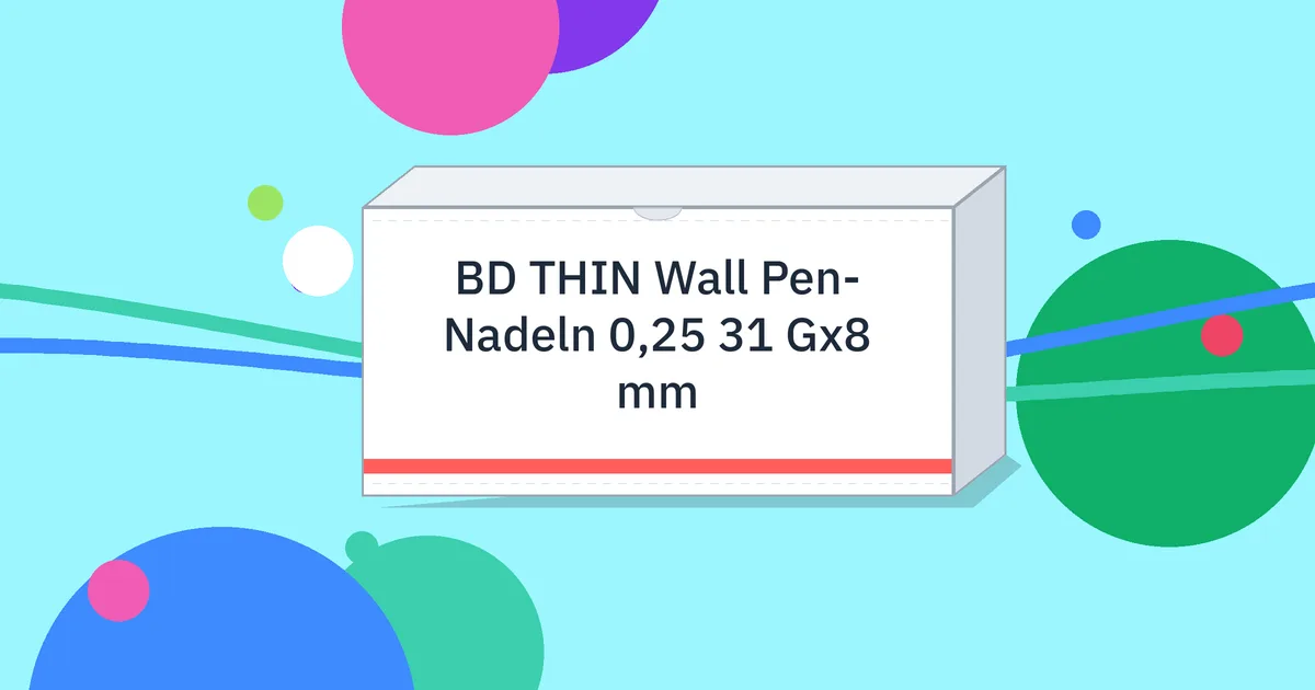 Symbolbild: Packung mit der Aufschrift BD THIN Wall Pen-Nadeln 0,25 31 Gx8 mm (PZN 13814543) – Verfügbarkeit und Bezug in Apotheken in Frankfurt am Main