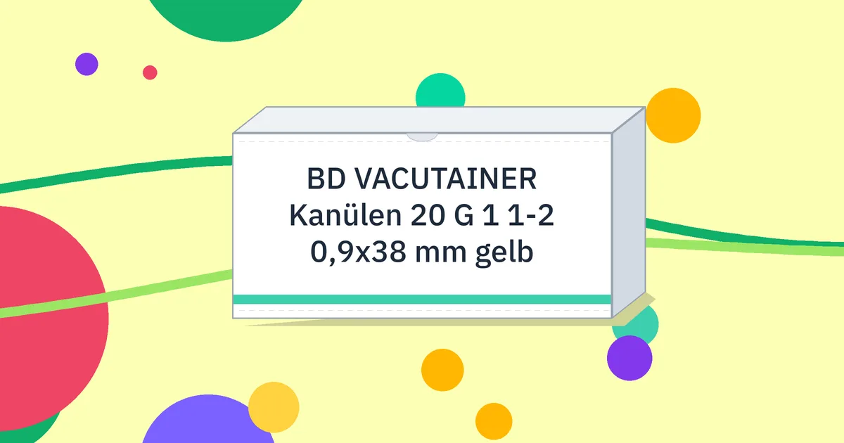 Symbolbild: Packung mit der Aufschrift BD VACUTAINER Kanülen 20 G 1 1-2 0,9x38 mm gelb (PZN 00077971) – Verfügbarkeit und Bezug in Apotheken in Frankfurt am Main