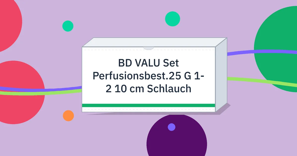 Symbolbild: Packung mit der Aufschrift BD VALU Set Perfusionsbest.25 G 1-2 10 cm Schlauch (PZN 01320847) – Verfügbarkeit und Bezug in Apotheken in Frankfurt am Main