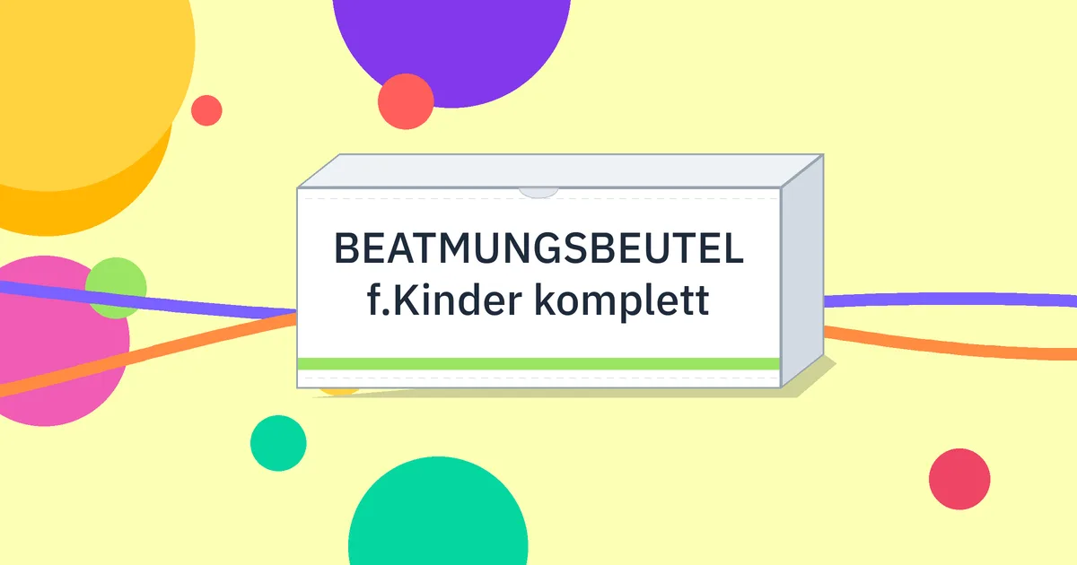 Symbolbild: Packung mit der Aufschrift BEATMUNGSBEUTEL f.Kinder komplett (PZN 06129321) – Verfügbarkeit und Bezug in Apotheken in Frankfurt am Main