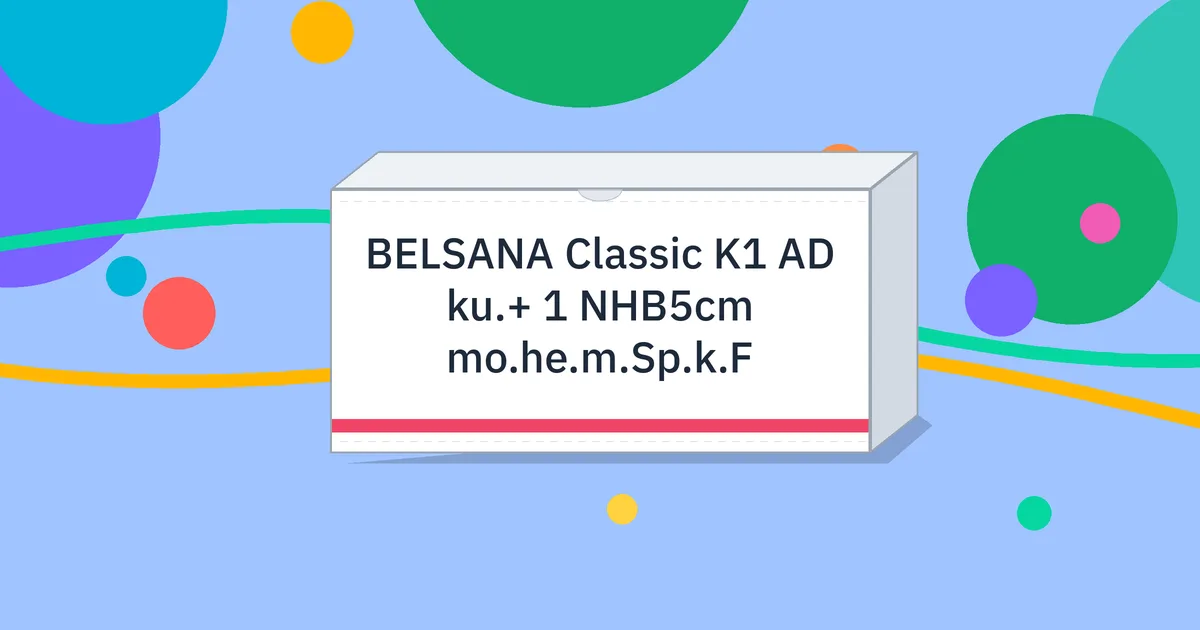 Symbolbild: Packung mit der Aufschrift BELSANA Classic K1 AD ku.+ 1 NHB5cm mo.he.m.Sp.k.F (PZN 19254335) – Verfügbarkeit und Bezug in Apotheken in Frankfurt am Main