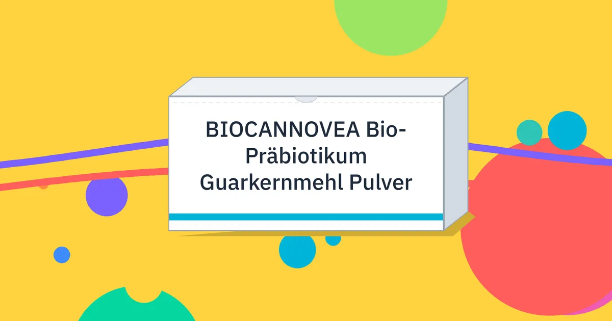 Symbolbild: Packung mit der Aufschrift BIOCANNOVEA Bio-Präbiotikum Guarkernmehl Pulver (PZN 17851943) – Verfügbarkeit und Bezug in Apotheken in Frankfurt am Main