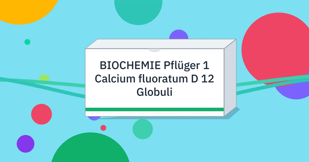 Symbolbild: Packung mit der Aufschrift BIOCHEMIE Pflüger 1 Calcium fluoratum D 12 Globuli (PZN 17278455) – Verfügbarkeit und Bezug in Apotheken in Frankfurt am Main