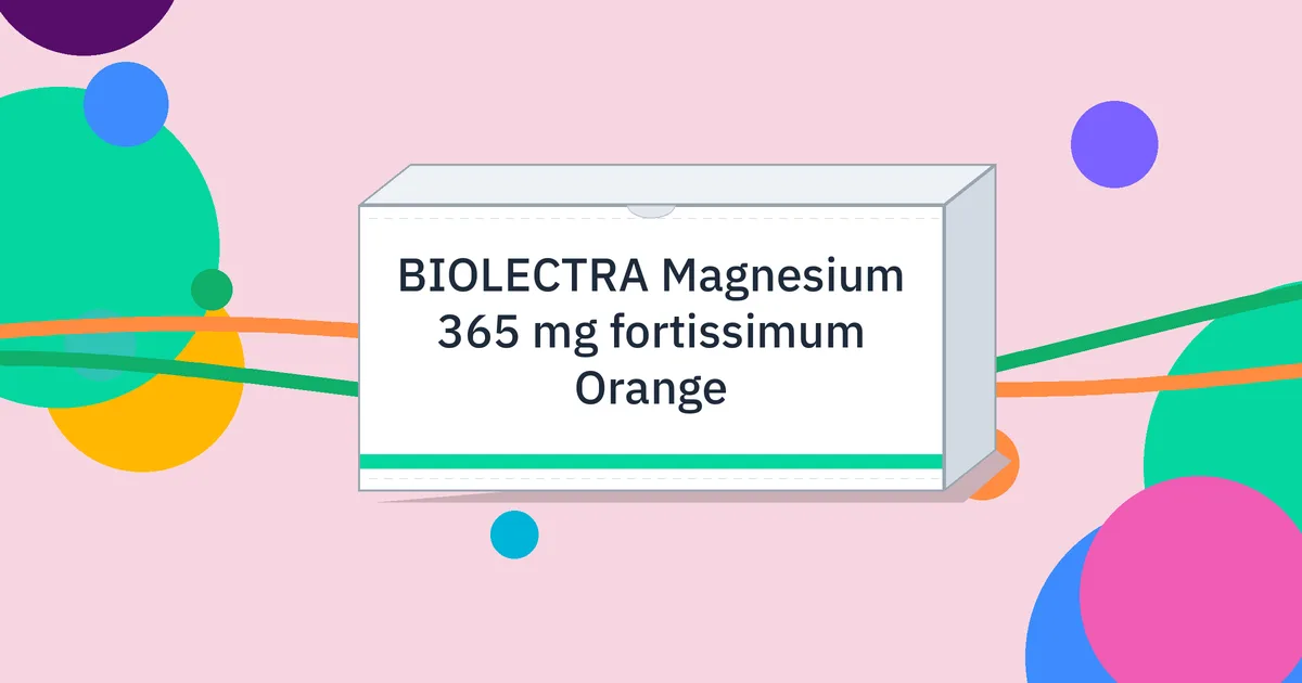 Symbolbild: Packung mit der Aufschrift BIOLECTRA Magnesium 365 mg fortissimum Orange (PZN 02725210) – Verfügbarkeit und Bezug in Apotheken in Frankfurt am Main