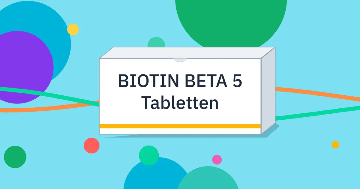 Symbolbild: Packung mit der Aufschrift BIOTIN BETA 5 Tabletten (PZN 14278443) – Verfügbarkeit und Bezug in Apotheken in Frankfurt am Main