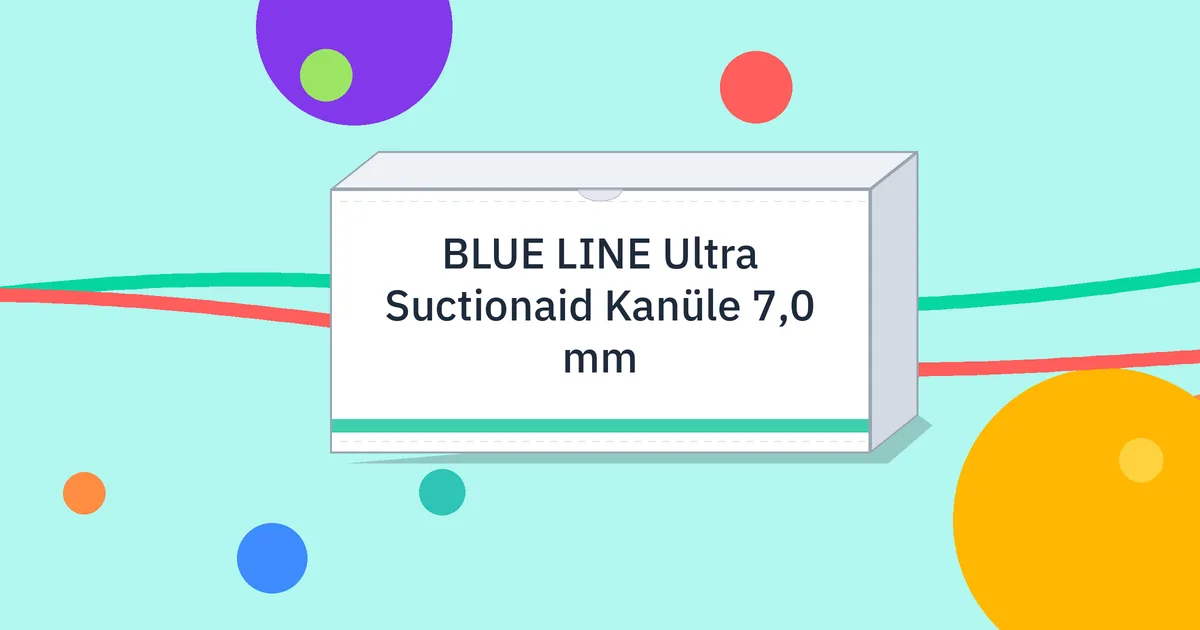 Symbolbild: Packung mit der Aufschrift BLUE LINE Ultra Suctionaid Kanüle 7,0 mm (PZN 02189303) – Verfügbarkeit und Bezug in Apotheken in Frankfurt am Main