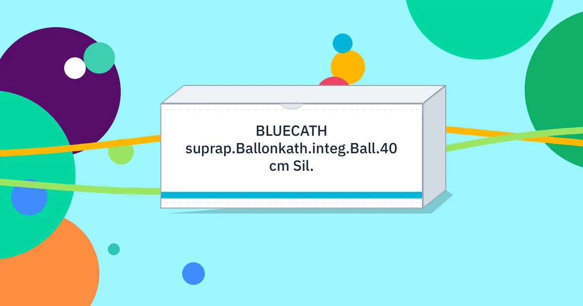 Symbolbild: Packung mit der Aufschrift BLUECATH suprap.Ballonkath.integ.Ball.40 cm Sil. (PZN 04438058) – Verfügbarkeit und Bezug in Apotheken in Frankfurt am Main