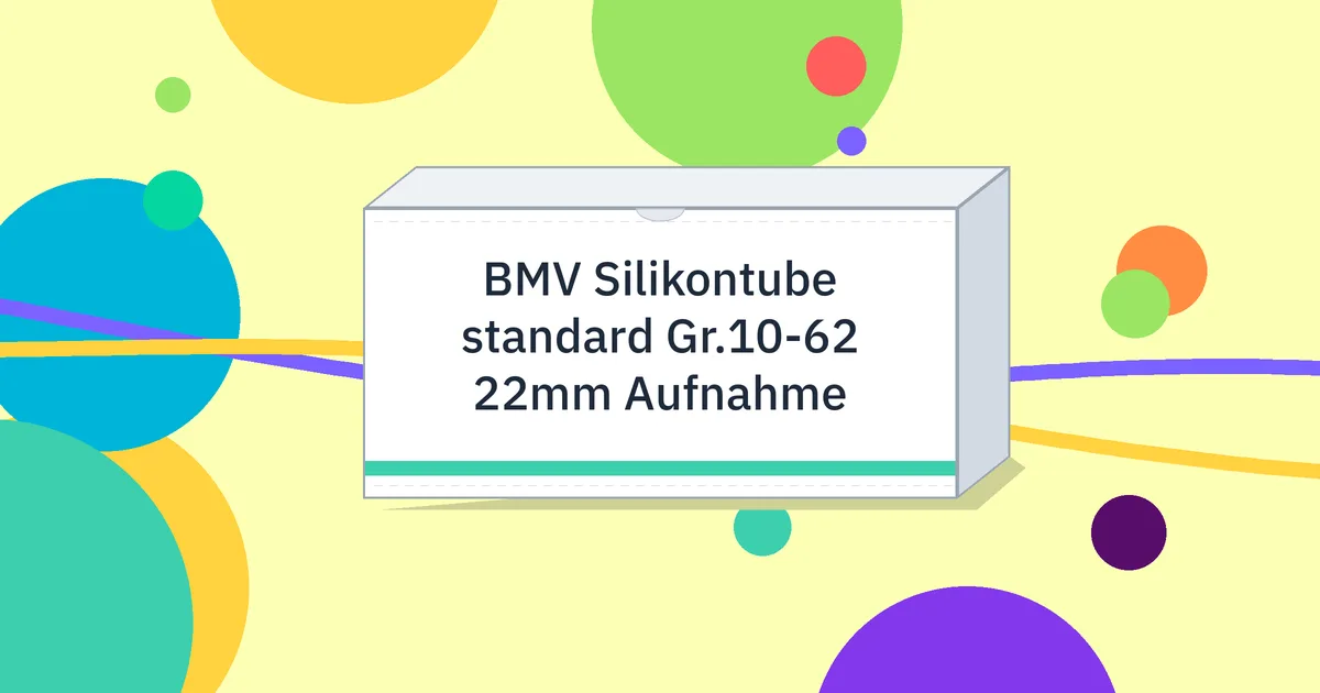 Symbolbild: Packung mit der Aufschrift BMV Silikontube standard Gr.10-62 22mm Aufnahme (PZN 18386170) – Verfügbarkeit und Bezug in Apotheken in Frankfurt am Main