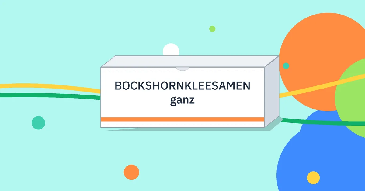 Symbolbild: Packung mit der Aufschrift BOCKSHORNKLEESAMEN ganz (PZN 20948741) – Verfügbarkeit und Bezug in Apotheken in Frankfurt am Main