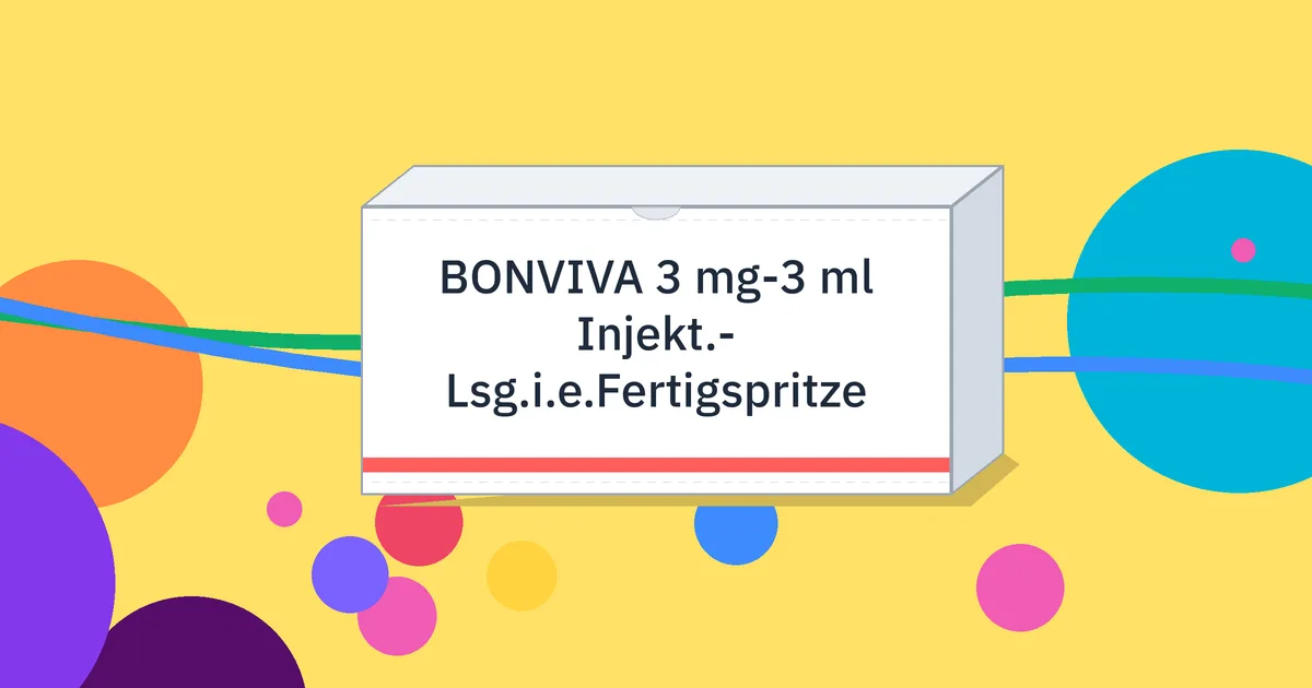 Symbolbild: Packung mit der Aufschrift BONVIVA 3 mg-3 ml Injekt.-Lsg.i.e.Fertigspritze (PZN 20168813) – Verfügbarkeit und Bezug in Apotheken in Frankfurt am Main