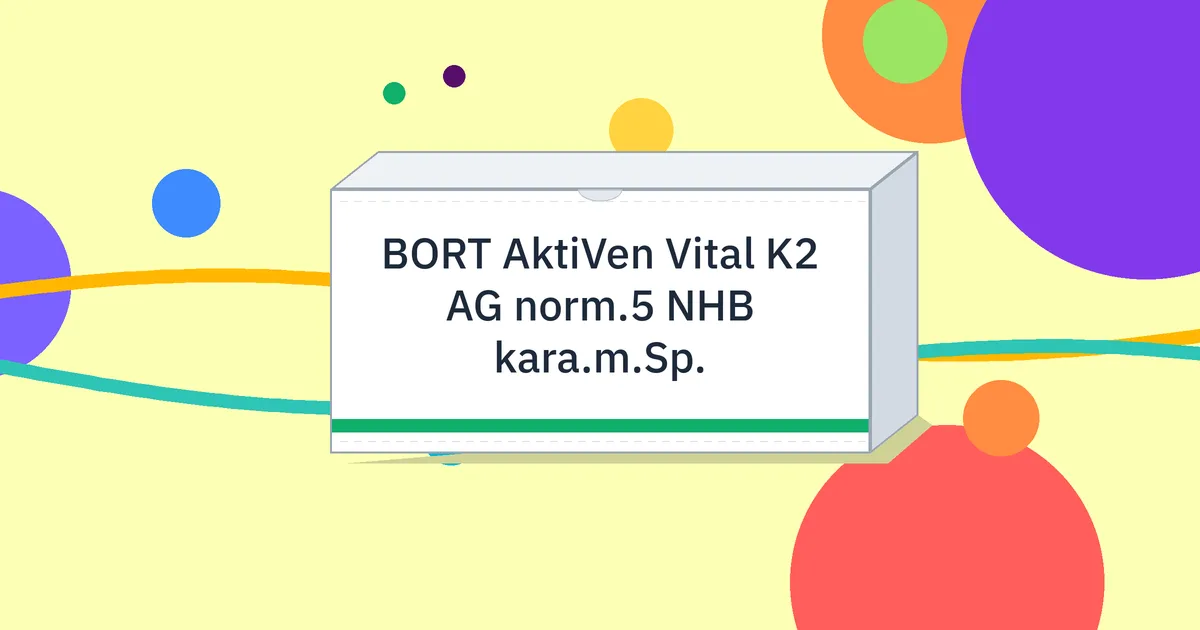 Symbolbild: Packung mit der Aufschrift BORT AktiVen Vital K2 AG norm.5 NHB kara.m.Sp. (PZN 12384313) – Verfügbarkeit und Bezug in Apotheken in Frankfurt am Main