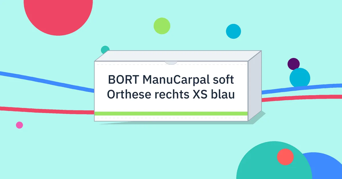 Symbolbild: Packung mit der Aufschrift BORT ManuCarpal soft Orthese rechts XS blau (PZN 00221600) – Verfügbarkeit und Bezug in Apotheken in Frankfurt am Main
