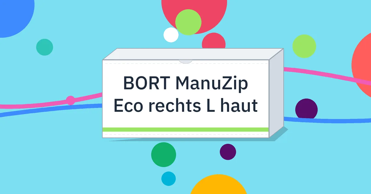 Symbolbild: Packung mit der Aufschrift BORT ManuZip Eco rechts L haut (PZN 05563400) – Verfügbarkeit und Bezug in Apotheken in Frankfurt am Main
