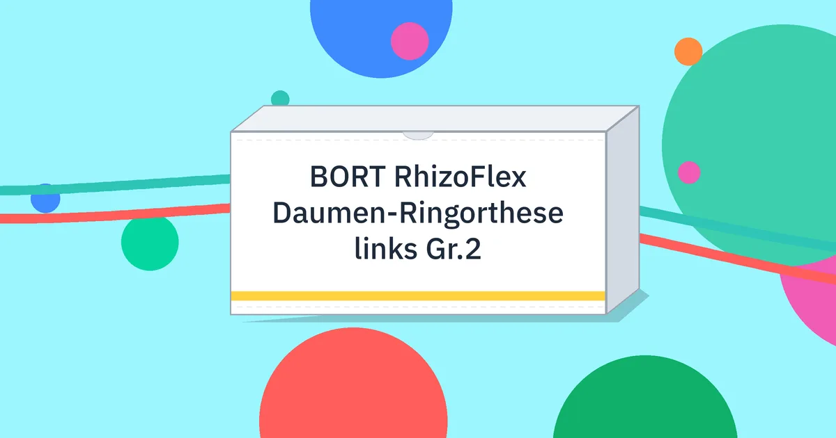 Symbolbild: Packung mit der Aufschrift BORT RhizoFlex Daumen-Ringorthese links Gr.2 (PZN 13424150) – Verfügbarkeit und Bezug in Apotheken in Frankfurt am Main