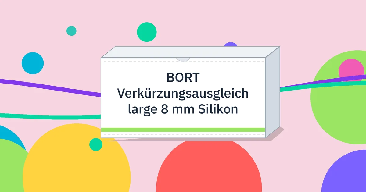Symbolbild: Packung mit der Aufschrift BORT Verkürzungsausgleich large 8 mm Silikon (PZN 01931025) – Verfügbarkeit und Bezug in Apotheken in Frankfurt am Main