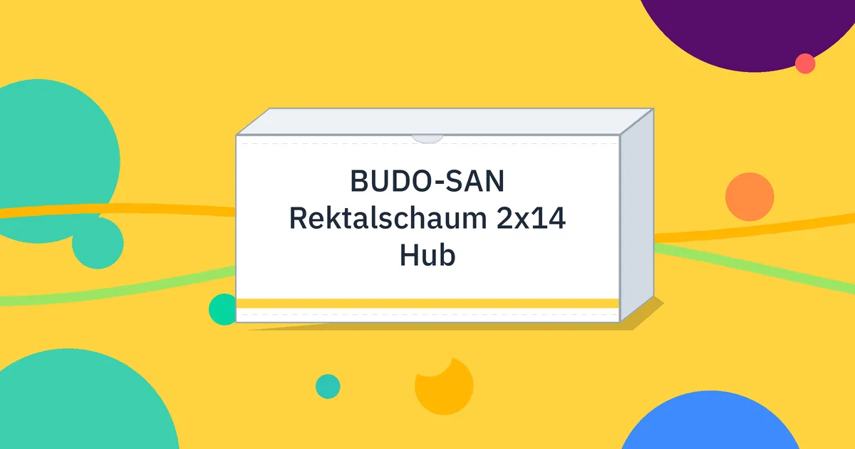 Symbolbild: Packung mit der Aufschrift BUDO-SAN Rektalschaum 2x14 Hub (PZN 20012264) – Verfügbarkeit und Bezug in Apotheken in Frankfurt am Main