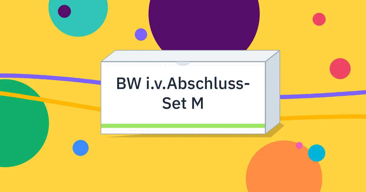 Symbolbild: Packung mit der Aufschrift BW i.v.Abschluss-Set M (PZN 11222241) – Verfügbarkeit und Bezug in Apotheken in Frankfurt am Main