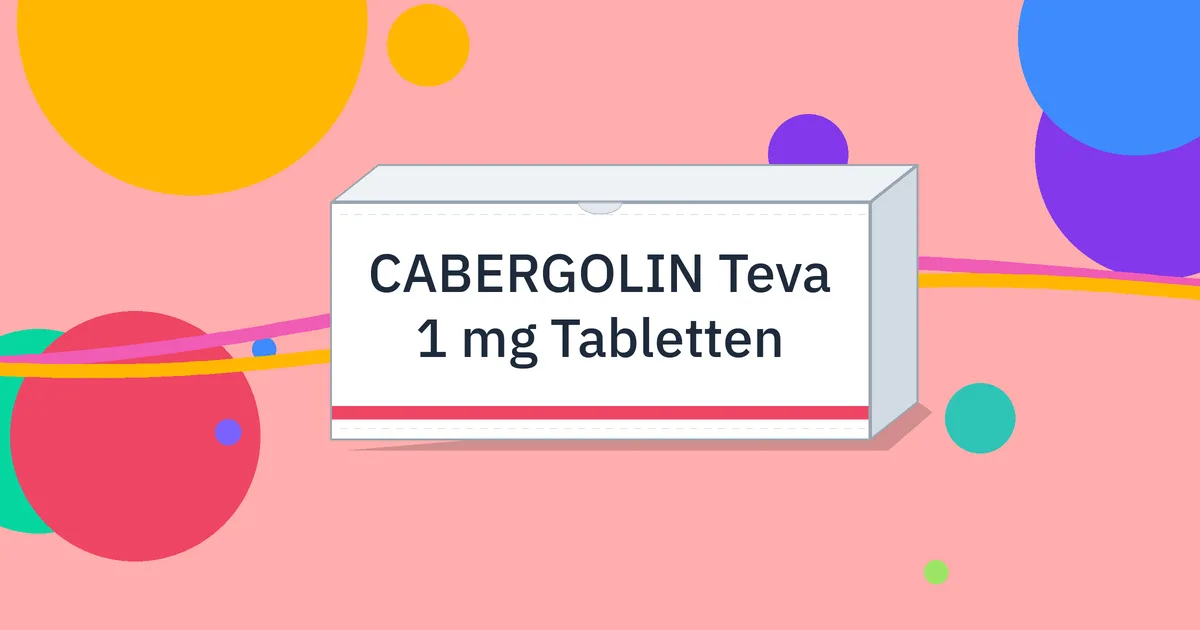 Symbolbild: Packung mit der Aufschrift CABERGOLIN Teva 1 mg Tabletten (PZN 12584153) – Verfügbarkeit und Bezug in Apotheken in Frankfurt am Main