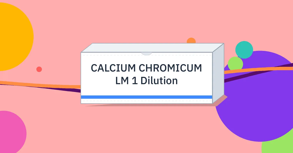 Symbolbild: Packung mit der Aufschrift CALCIUM CHROMICUM LM 1 Dilution (PZN 13408197) – Verfügbarkeit und Bezug in Apotheken in Frankfurt am Main