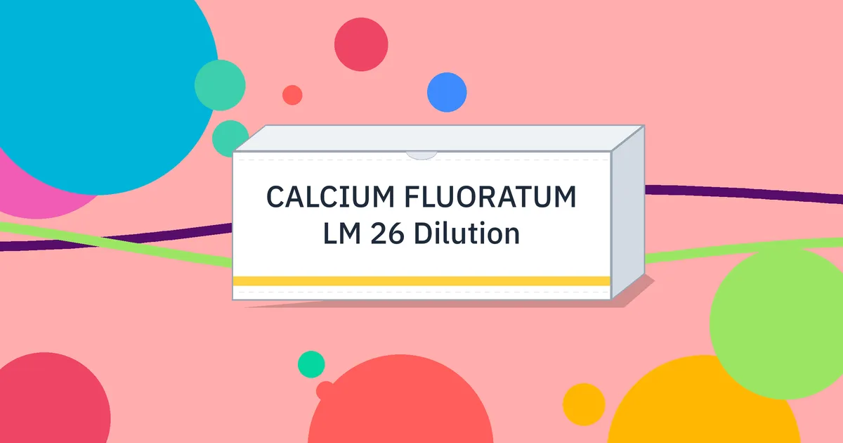 Symbolbild: Packung mit der Aufschrift CALCIUM FLUORATUM LM 26 Dilution (PZN 12804519) – Verfügbarkeit und Bezug in Apotheken in Frankfurt am Main