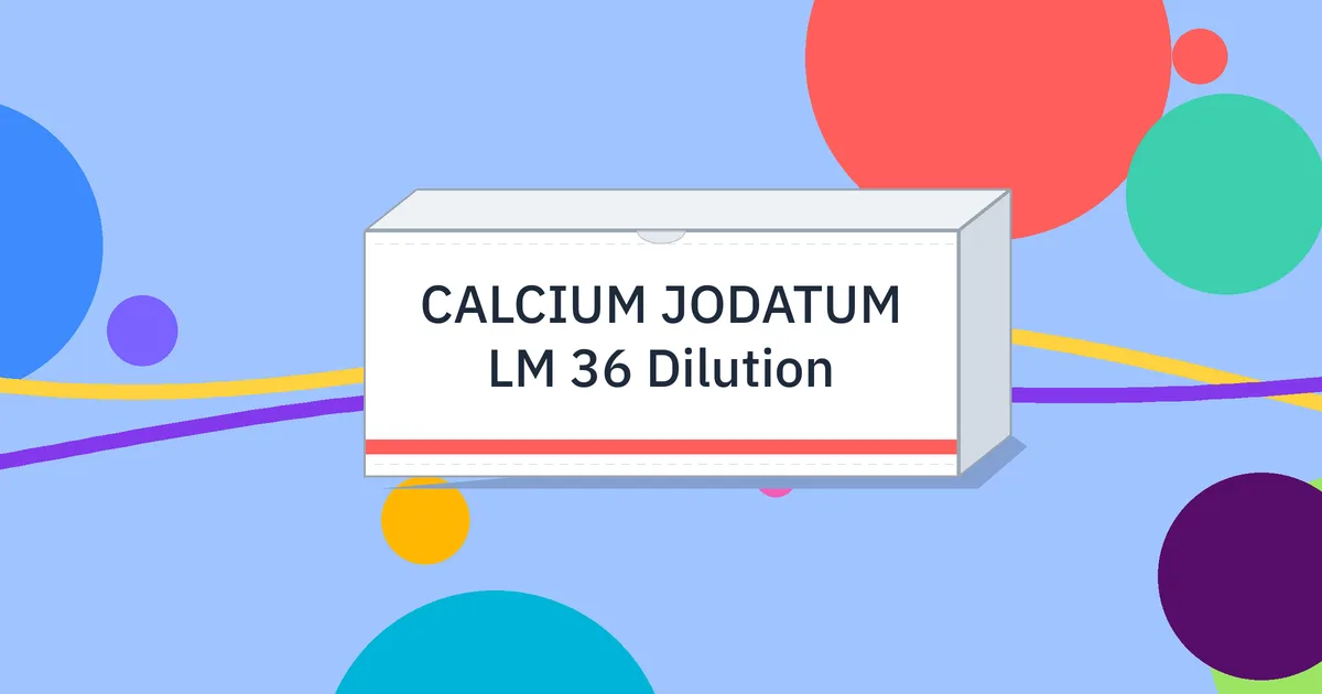 Symbolbild: Packung mit der Aufschrift CALCIUM JODATUM LM 36 Dilution (PZN 12805016) – Verfügbarkeit und Bezug in Apotheken in Frankfurt am Main