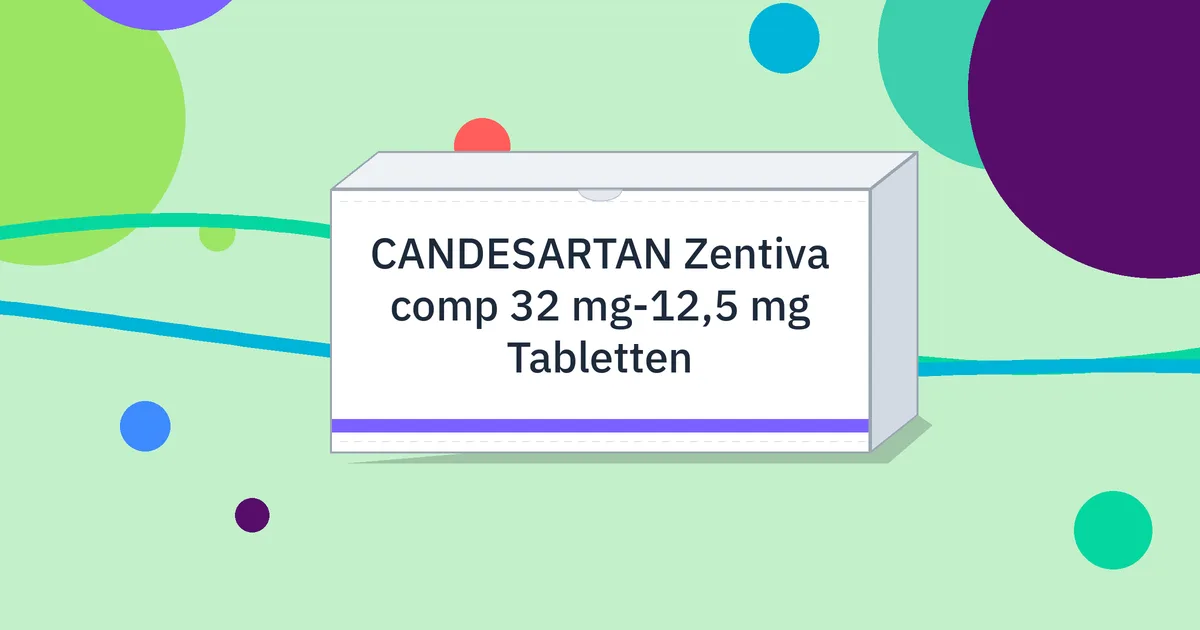 Symbolbild: Packung mit der Aufschrift CANDESARTAN Zentiva comp 32 mg-12,5 mg Tabletten (PZN 01761913) – Verfügbarkeit und Bezug in Apotheken in Frankfurt am Main