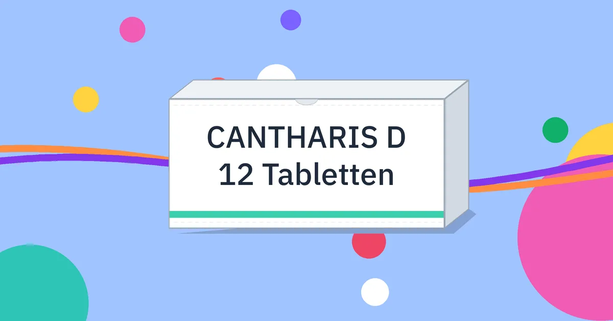 Symbolbild: Packung mit der Aufschrift CANTHARIS D 12 Tabletten (PZN 04210131) – Verfügbarkeit und Bezug in Apotheken in Frankfurt am Main