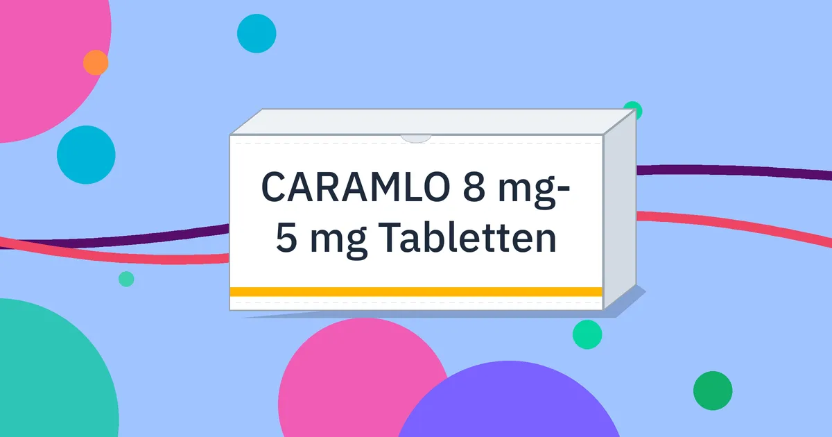 Symbolbild: Packung mit der Aufschrift CARAMLO 8 mg-5 mg Tabletten (PZN 19296776) – Verfügbarkeit und Bezug in Apotheken in Frankfurt am Main