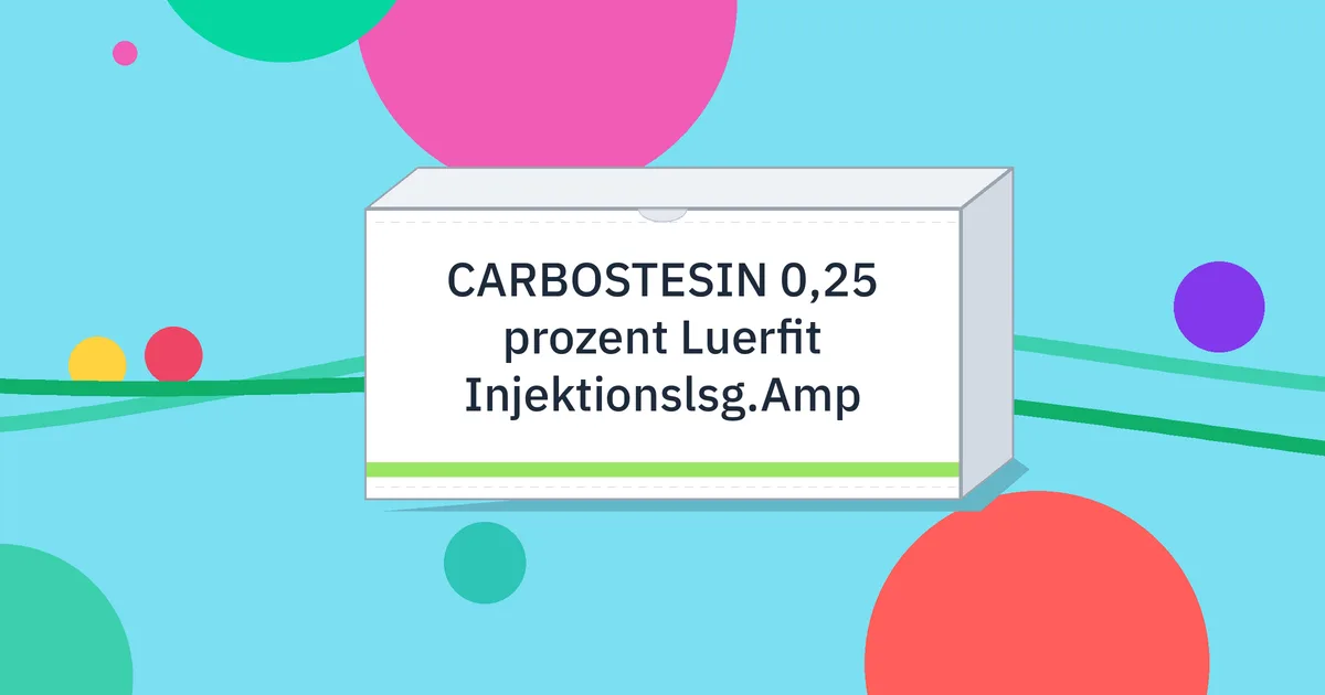 Symbolbild: Packung mit der Aufschrift CARBOSTESIN 0,25 prozent Luerfit Injektionslsg.Amp (PZN 03455681) – Verfügbarkeit und Bezug in Apotheken in Frankfurt am Main