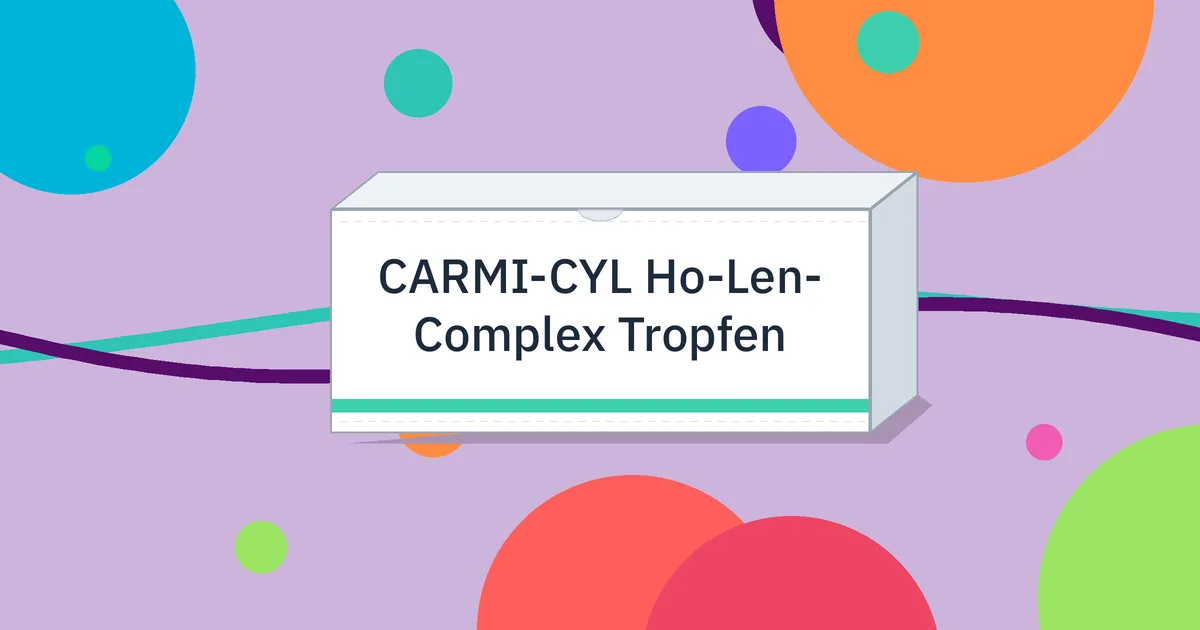Symbolbild: Packung mit der Aufschrift CARMI-CYL Ho-Len-Complex Tropfen (PZN 01957881) – Verfügbarkeit und Bezug in Apotheken in Frankfurt am Main