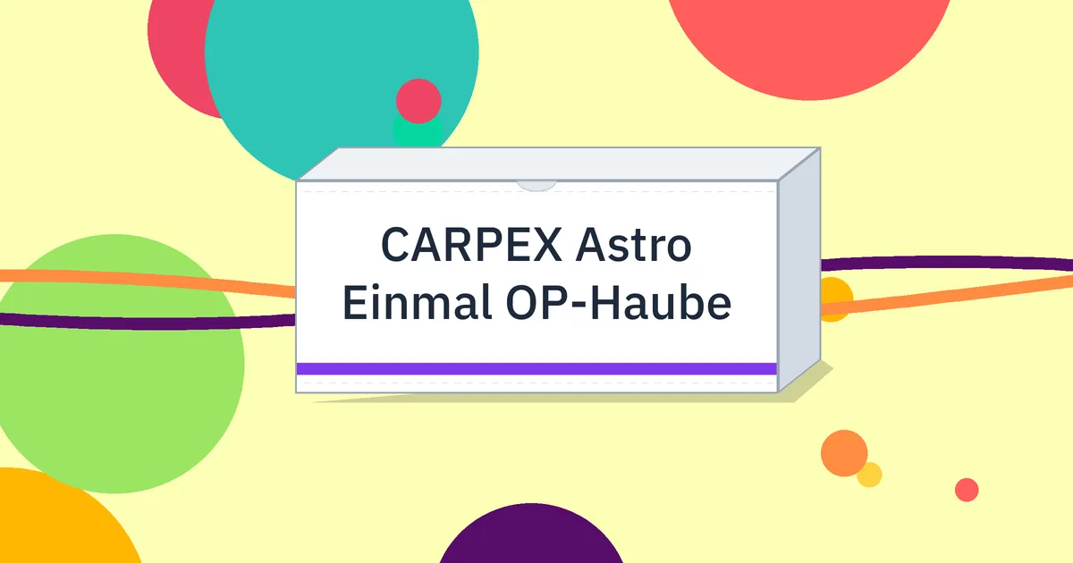 Symbolbild: Packung mit der Aufschrift CARPEX Astro Einmal OP-Haube (PZN 03465745) – Verfügbarkeit und Bezug in Apotheken in Frankfurt am Main