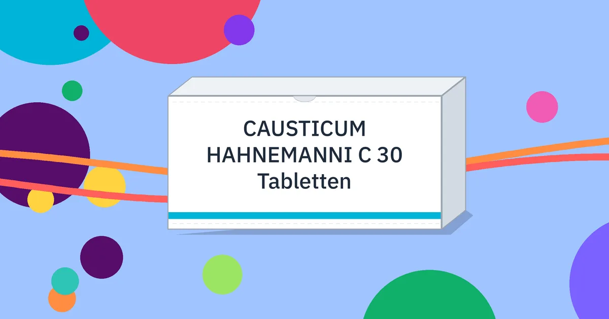 Symbolbild: Packung mit der Aufschrift CAUSTICUM HAHNEMANNI C 30 Tabletten (PZN 07141548) – Verfügbarkeit und Bezug in Apotheken in Frankfurt am Main