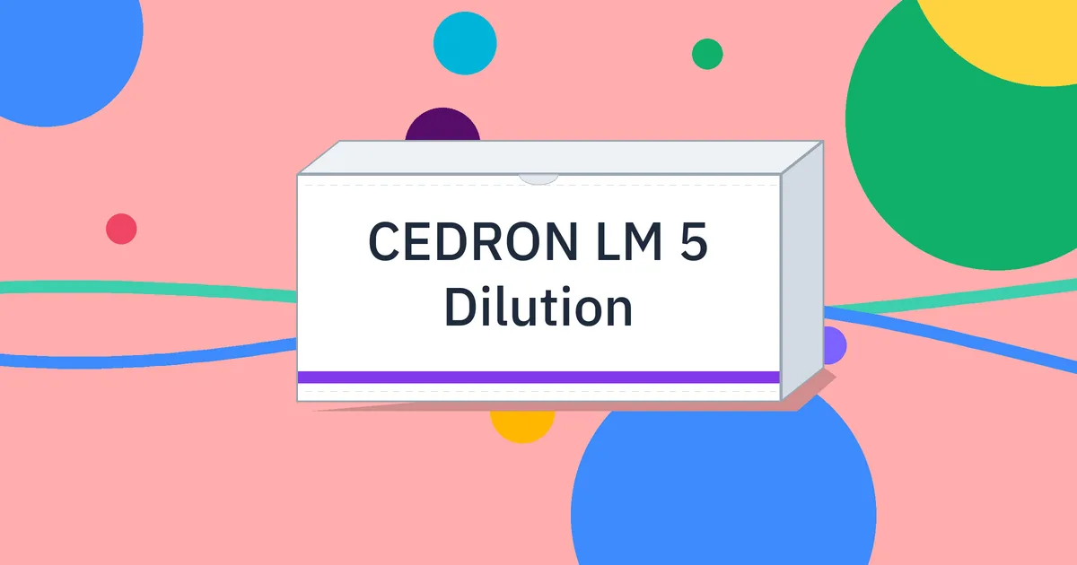 Symbolbild: Packung mit der Aufschrift CEDRON LM 5 Dilution (PZN 13435596) – Verfügbarkeit und Bezug in Apotheken in Frankfurt am Main