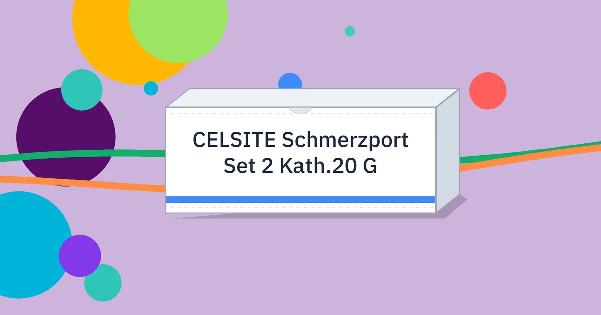 Symbolbild: Packung mit der Aufschrift CELSITE Schmerzport Set 2 Kath.20 G (PZN 01057999) – Verfügbarkeit und Bezug in Apotheken in Frankfurt am Main