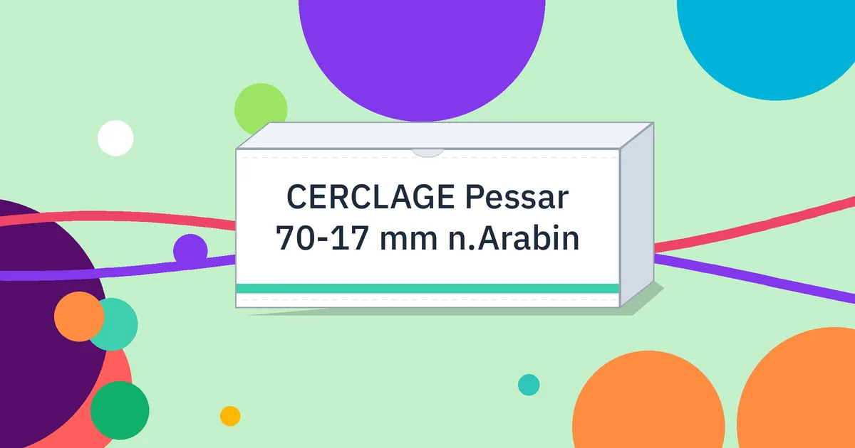Symbolbild: Packung mit der Aufschrift CERCLAGE Pessar 70-17 mm n.Arabin (PZN 04844700) – Verfügbarkeit und Bezug in Apotheken in Frankfurt am Main