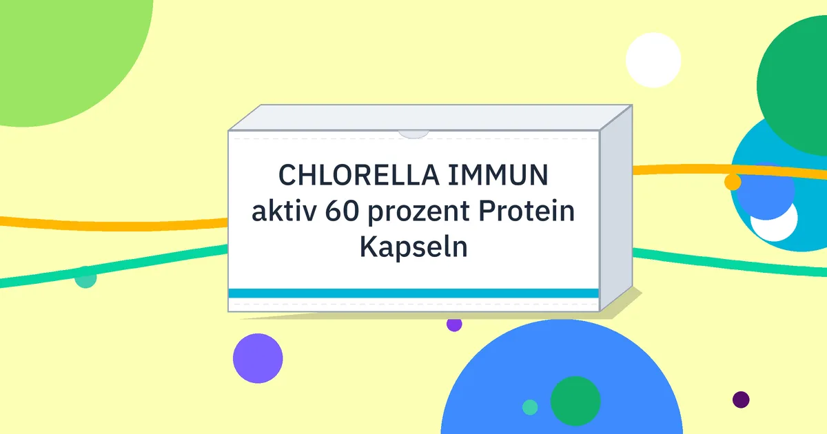 Symbolbild: Packung mit der Aufschrift CHLORELLA IMMUN aktiv 60 prozent Protein Kapseln (PZN 16675450) – Verfügbarkeit und Bezug in Apotheken in Frankfurt am Main