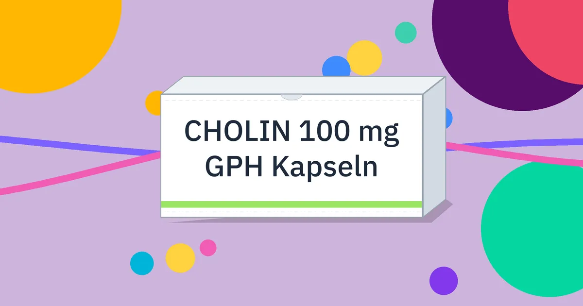 Symbolbild: Packung mit der Aufschrift CHOLIN 100 mg GPH Kapseln (PZN 03378354) – Verfügbarkeit und Bezug in Apotheken in Frankfurt am Main