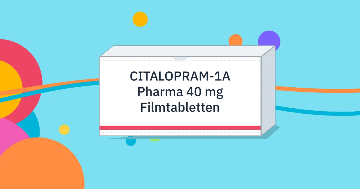 Symbolbild: Packung mit der Aufschrift CITALOPRAM-1A Pharma 40 mg Filmtabletten (PZN 00177069) – Verfügbarkeit und Bezug in Apotheken in Frankfurt am Main