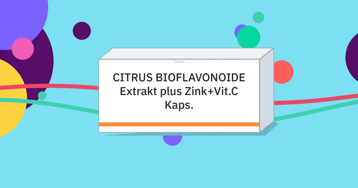 Symbolbild: Packung mit der Aufschrift CITRUS BIOFLAVONOIDE Extrakt plus Zink+Vit.C Kaps. (PZN 15433101) – Verfügbarkeit und Bezug in Apotheken in Frankfurt am Main