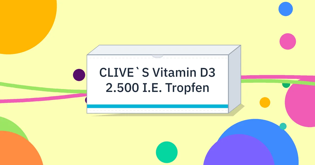 Symbolbild: Packung mit der Aufschrift CLIVE`S Vitamin D3 2.500 I.E. Tropfen (PZN 12482889) – Verfügbarkeit und Bezug in Apotheken in Frankfurt am Main