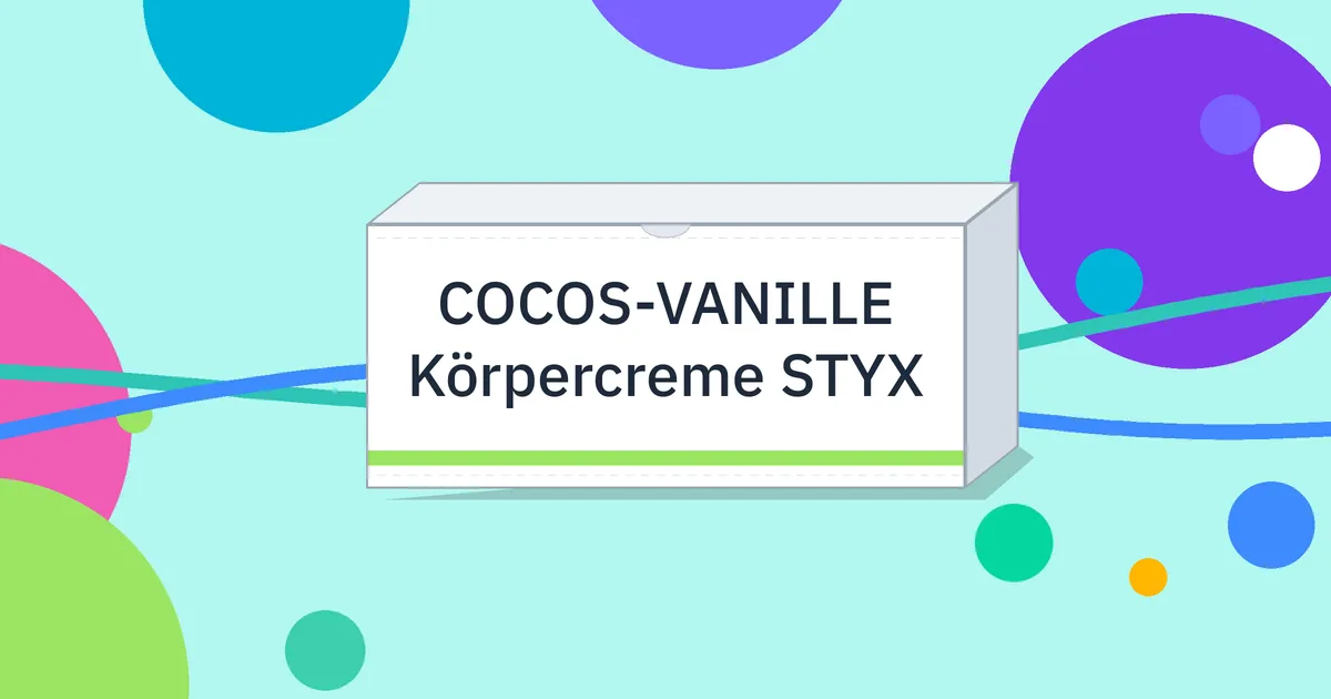 Symbolbild: Packung mit der Aufschrift COCOS-VANILLE Körpercreme STYX (PZN 12699790) – Verfügbarkeit und Bezug in Apotheken in Frankfurt am Main