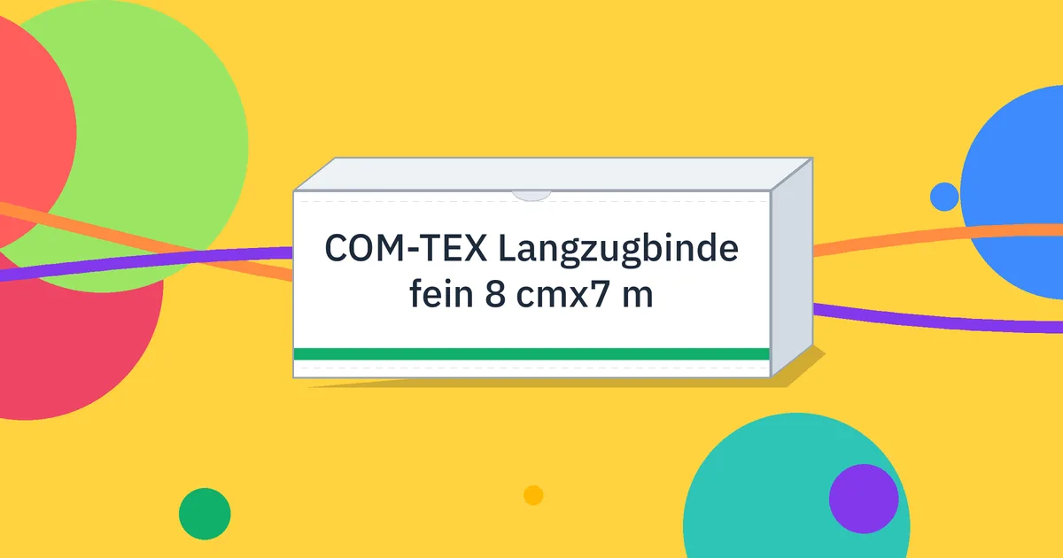 Symbolbild: Packung mit der Aufschrift COM-TEX Langzugbinde fein 8 cmx7 m (PZN 19414106) – Verfügbarkeit und Bezug in Apotheken in Frankfurt am Main