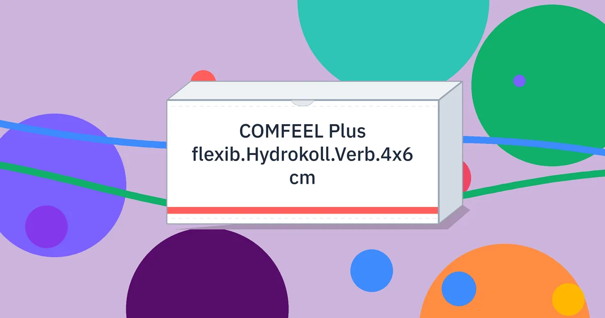 Symbolbild: Packung mit der Aufschrift COMFEEL Plus flexib.Hydrokoll.Verb.4x6 cm (PZN 17310816) – Verfügbarkeit und Bezug in Apotheken in Frankfurt am Main